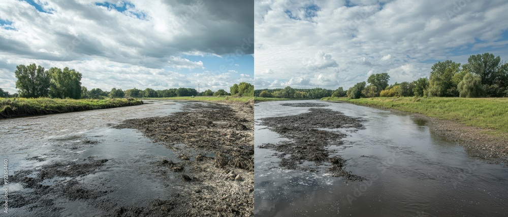 River Water Levels Decreasing Due To Drought, Before And After Photos ...