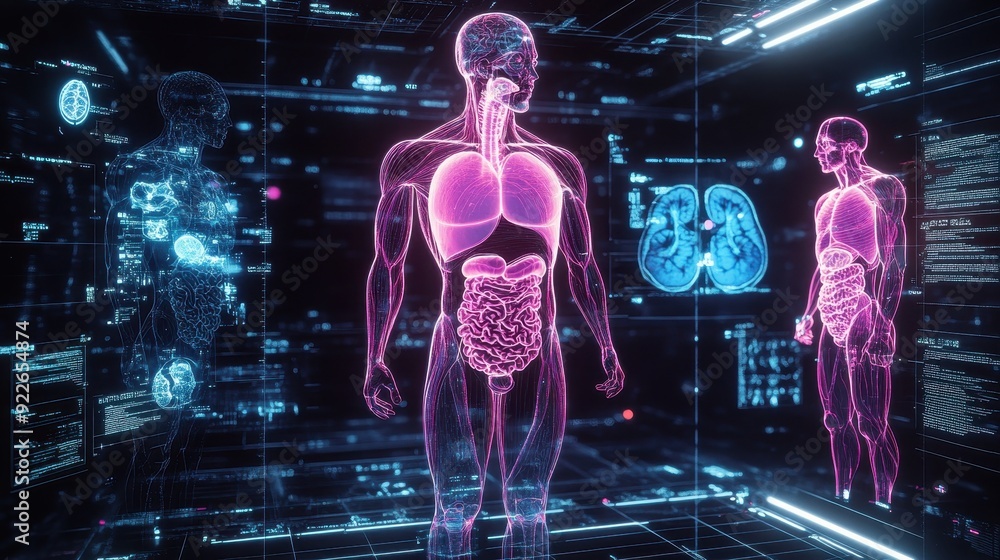 Digital Human Anatomy 3d Model Holographic Body With Internal Organs