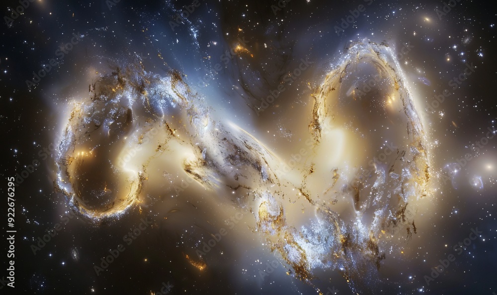 The cosmic ballet of the Antennae Galaxies, NGC 4038/4039, a pair of colliding galaxies creating ...