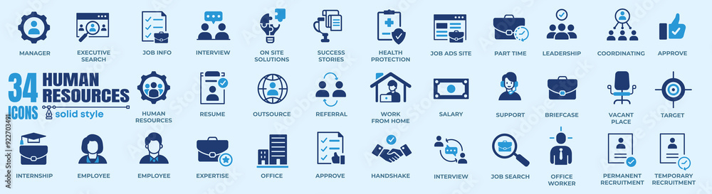 Headhunting And Human Resources minimal thin editable stroke icon set ...