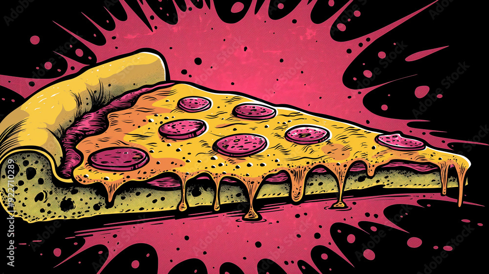 It is a pizza ad designed like a comic book cover. It's a pop art pizza ...
