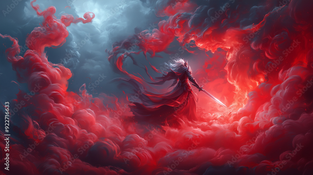 Battling Inner Demons, A powerful illustration of a lone warrior ...