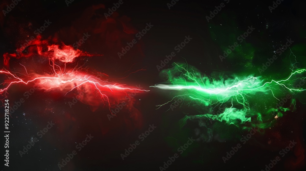 Red vs green lightning bolt resistance on black background. Vector ...