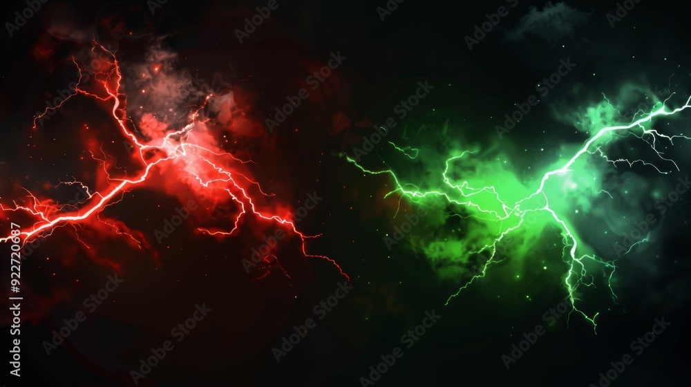 Red vs green lightning bolt resistance on black background. Vector ...