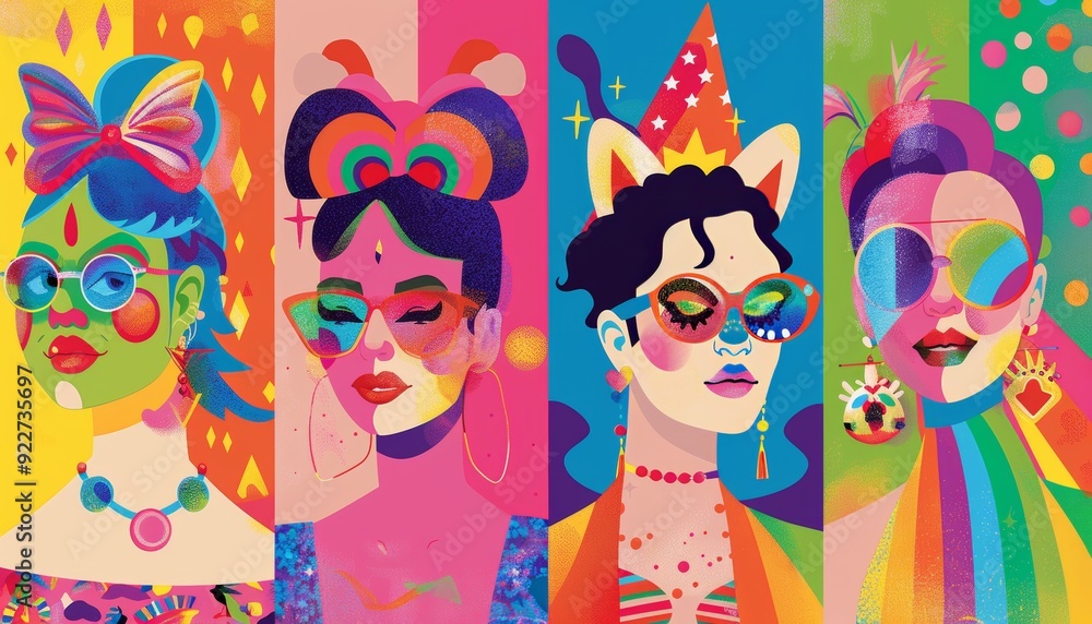 Set of poster designs for LGBTQ Pride Month, featuring colorful and ...