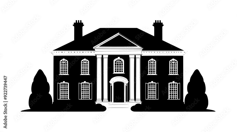 Well-preserved colonial-era mansion with symmetrical windows and a ...