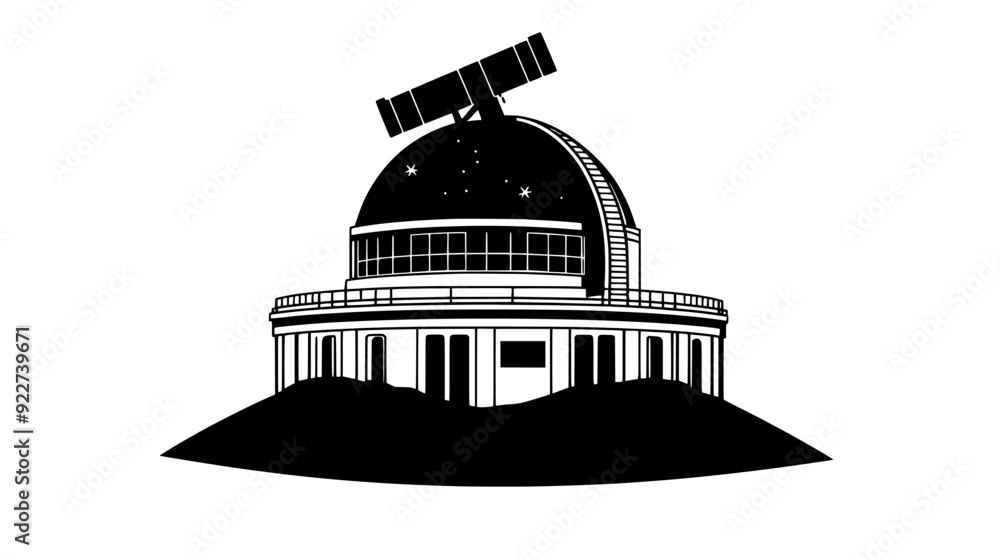 Photo Observatory with a dome housing a telescope and observation decks ...