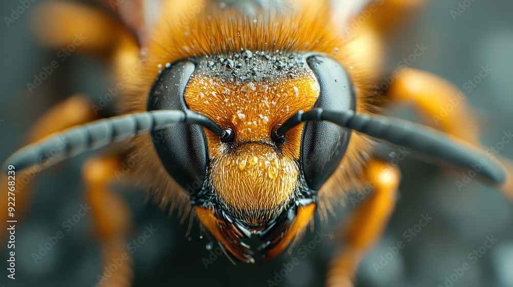 An extreme close-up image of a bee's face highlighting its detailed ...