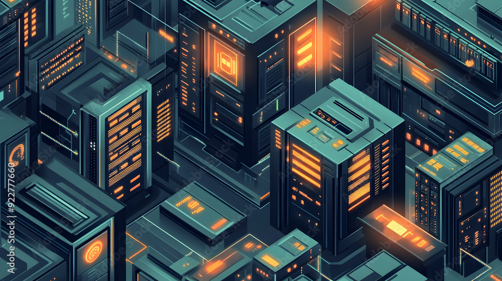 Secure Data Centers - An illustration of a fortified data center with ...