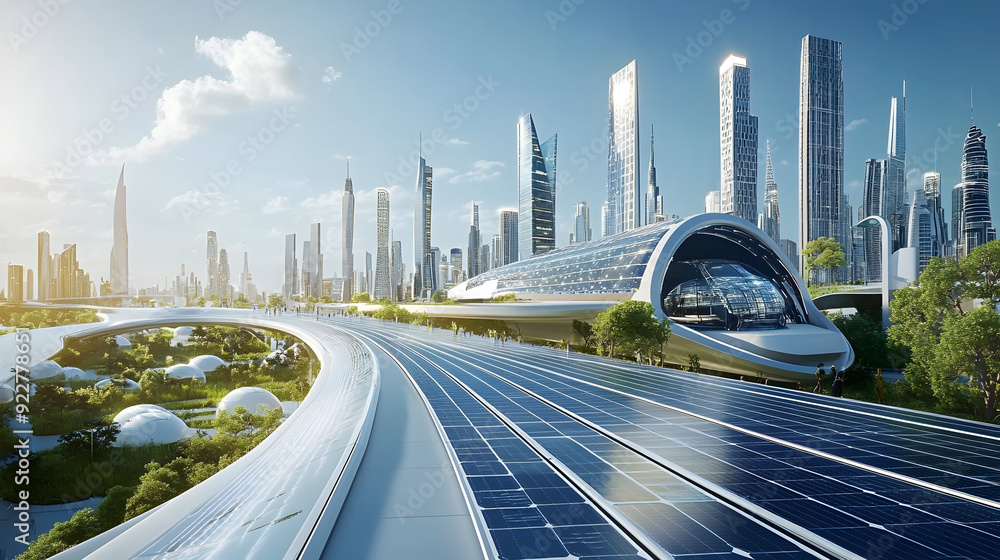 Solar Energy Powering a High-Tech City - A visual of a futuristic city ...