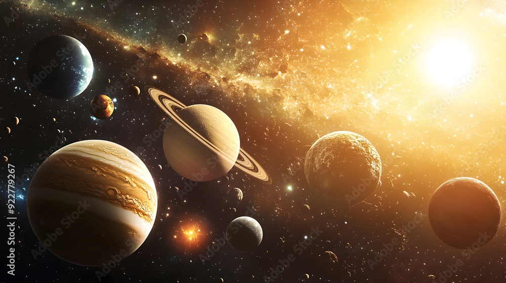 Solar System Wonders: Planets and Moons - A detailed depiction of the ...