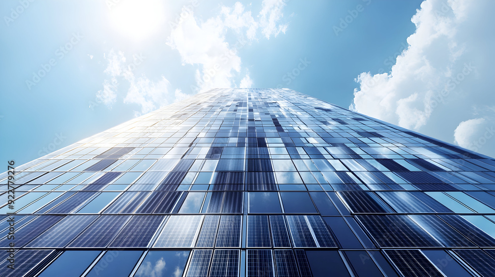 Solar Panels on a Futuristic Skyscraper - A visual of a towering ...