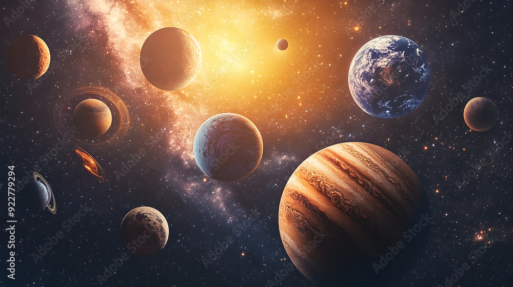 Solar System Wonders: Planets and Moons - A detailed depiction of the ...