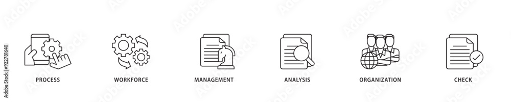 Total quality management icon sett lineal illustration concept with ...