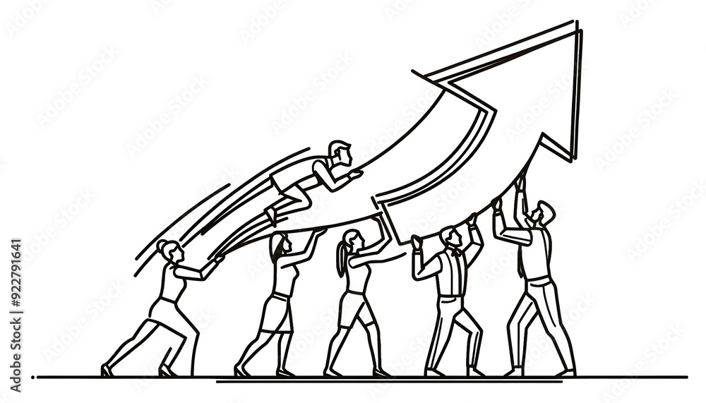 Continuous Single Line Drawing Of Team of Professionals working ...