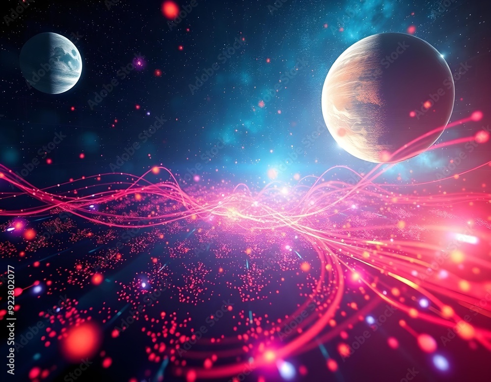 dynamic cyber world background with a vibrant energy field, swirling ...