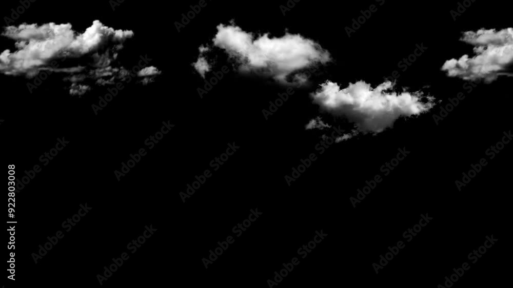 Moving clouds motion graphics on black screen background. Moving white ...