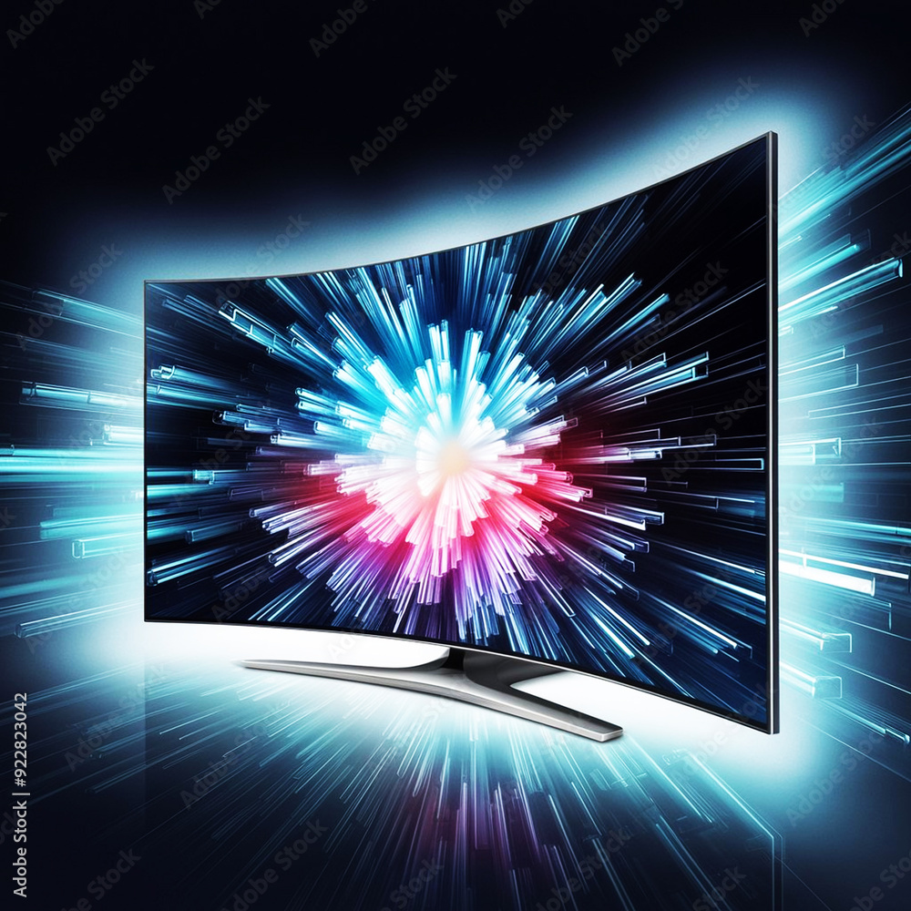 Modern curved large big LCD LED Tv monitor Amoled display bright ...