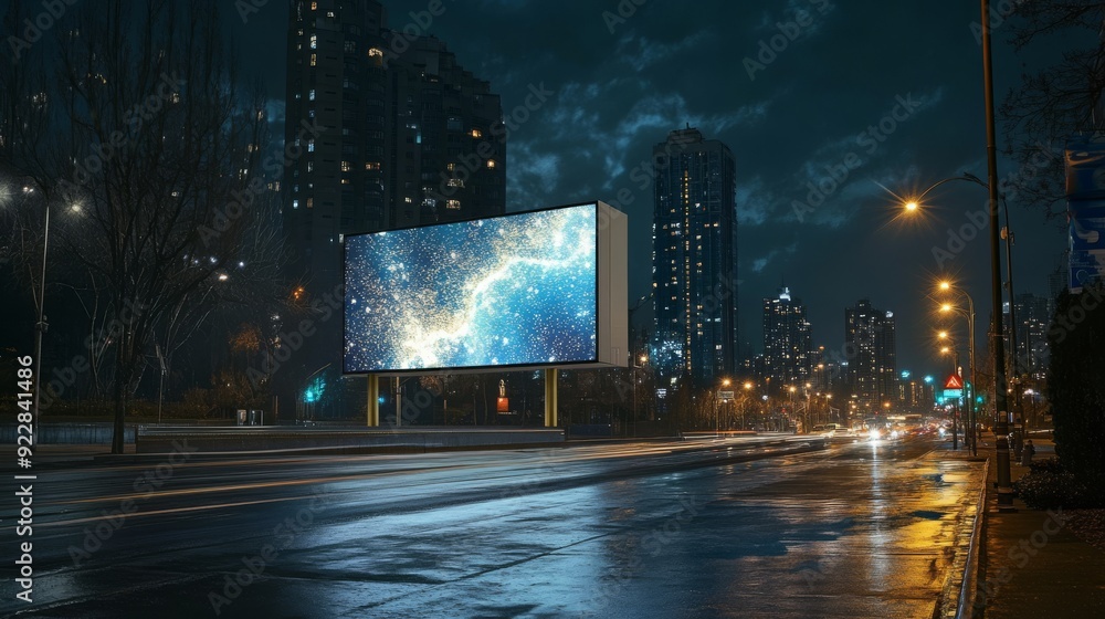 Colorful LED billboards are installed in high traffic outdoor areas ...