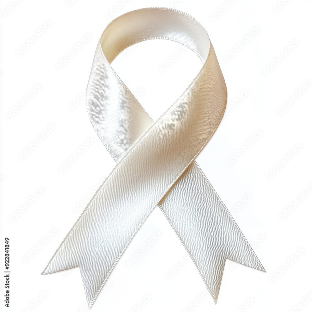 Ribbon of Awareness: A Solitary White and Pearl Ribbon Symbolizing the ...