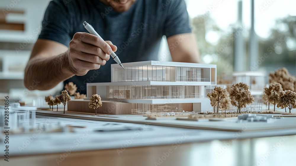 3D miniature model contemporary minimalist luxury new house ...