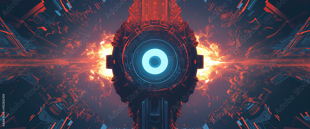 Cyberspace abstract image in anime or game style, acrylic, spiritual ...