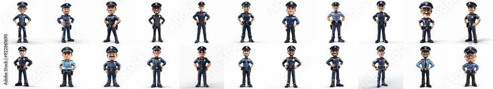 Cartoon Police Officer Characters in Various Poses - Law Enforcement ...