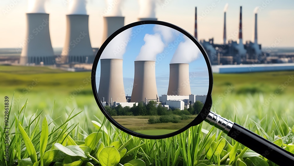 Modern power plant generating electricity with sustainable green ...