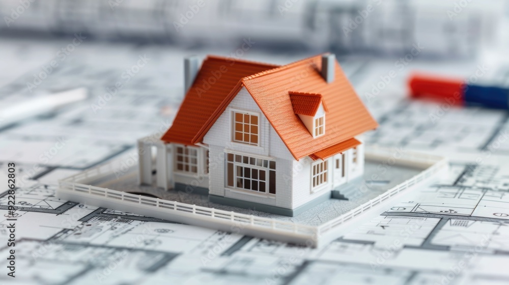 Detailed architectural model of a residential house with building ...