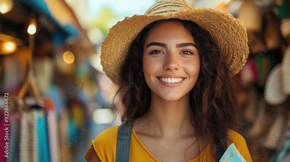 Solo travelling, A happy solo female traveler looking directly at the ...
