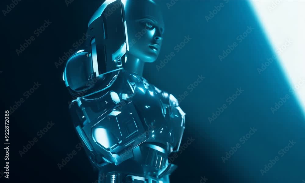 Transparent Elegant Futuristic Female Humanoid Robot with Face removed ...