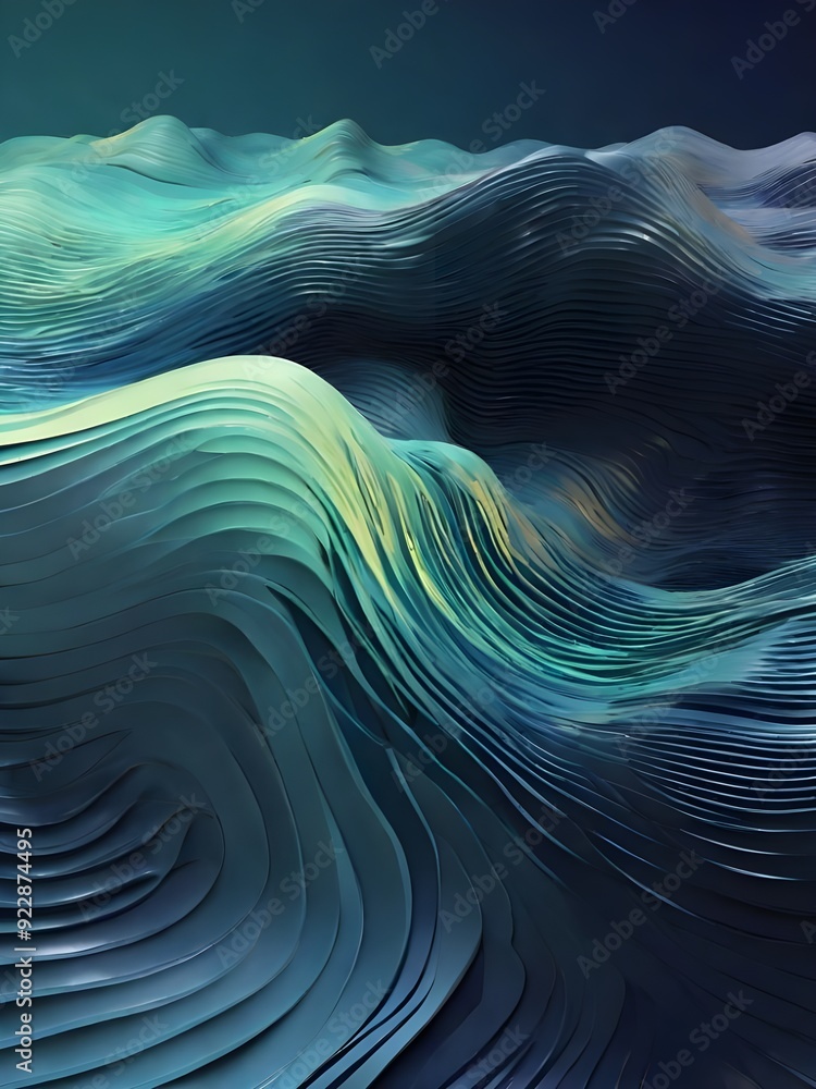 A mesmerizing composition of waves of computer code, depicted in a ...