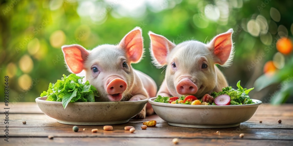 Adorable vegan pigs enjoying a plant-based meal , cute, pigs, vegan, plant-based, animals, farm ...