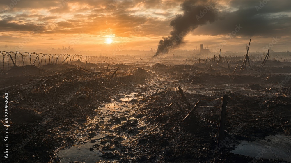 World War I Battlefield at Sunrise - Aftermath of War, Battlefields ...