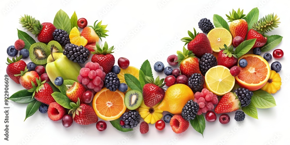 Realistic fruit burst with a splash of juice, featuring sweet tropical ...