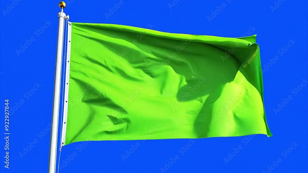 Chroma key green screen flag waving in the wind against a chroma key ...