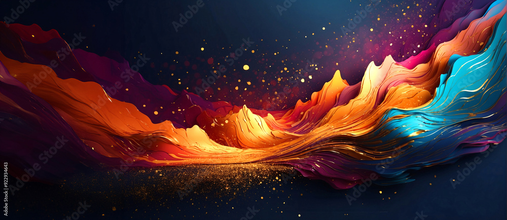 Graphic design background of tech scene or neon light blue beige tone ...