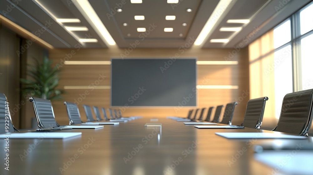 Elegant Conference Room Illuminated by Downlights, Ideal for Business ...