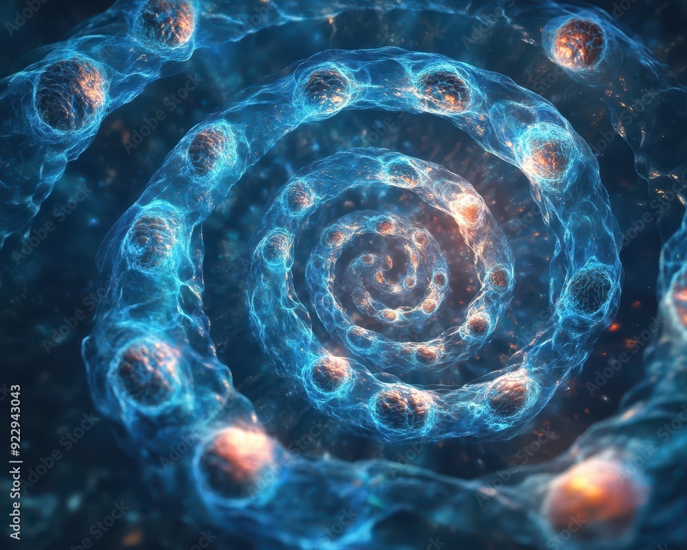 Conceptual art showing human cells evolving through different stages of ...