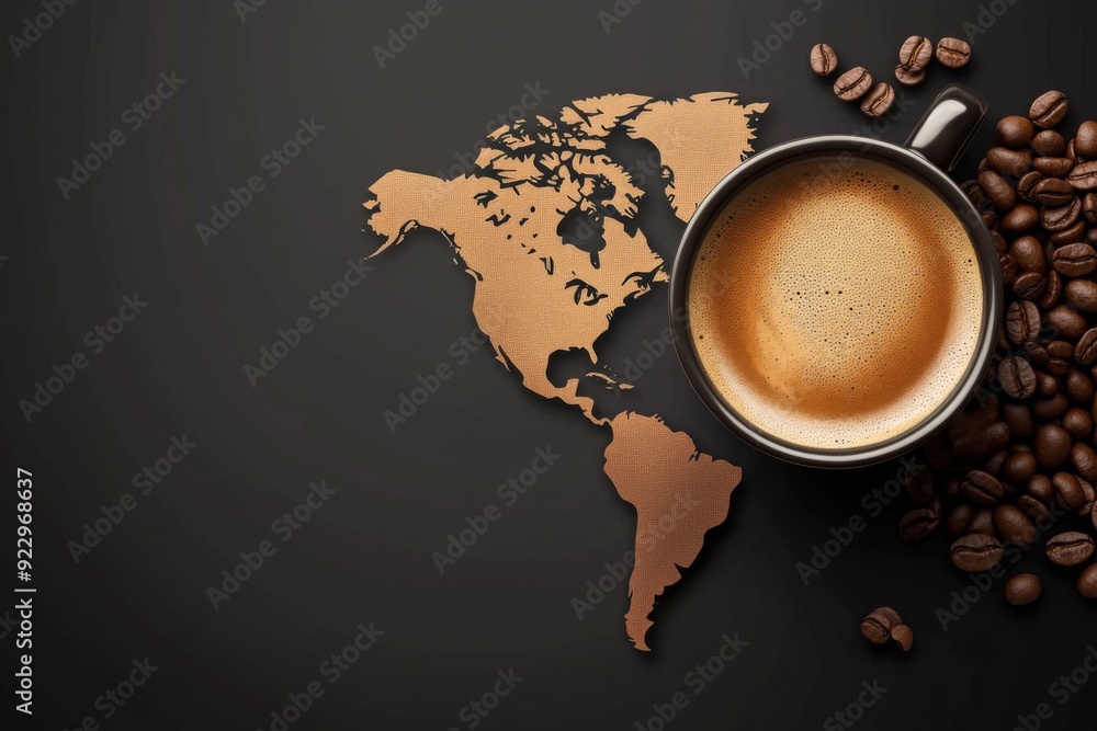 Global Bean Buzz: Coffee Cup with a World Map Illustration Celebrating ...