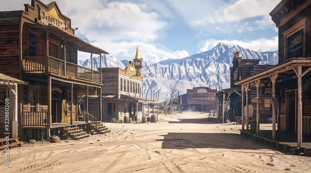 Classic Wild West saloon by a dusty pathway at dusk, capturing the ...