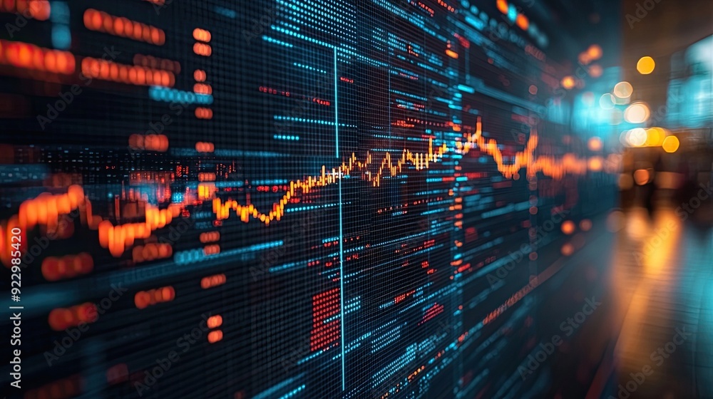 Innovative expanding FX chart set against a blue bokeh grid backdrop ...