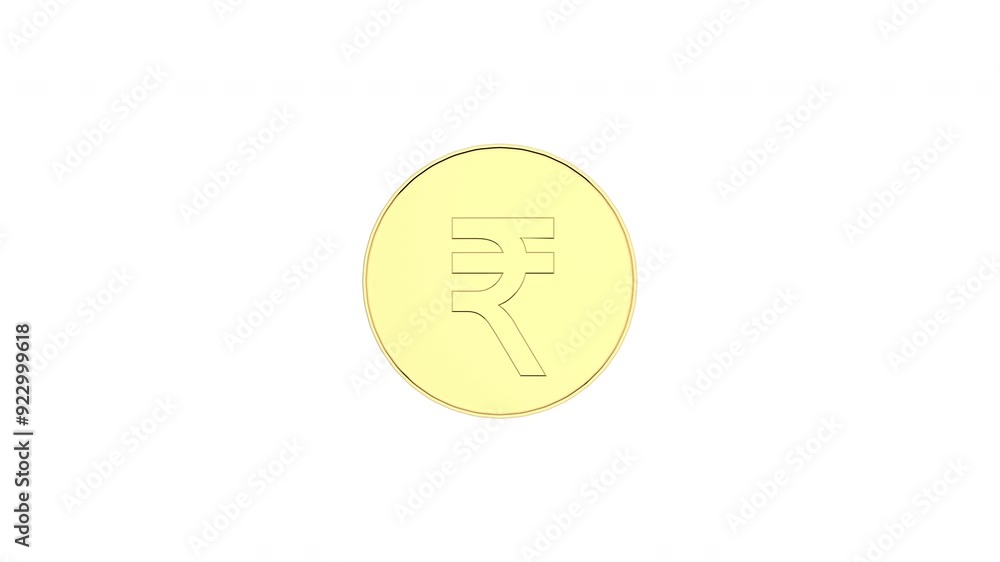 3d Animation of Shiny Golden Indian Rupee coin spinning and rotating ...
