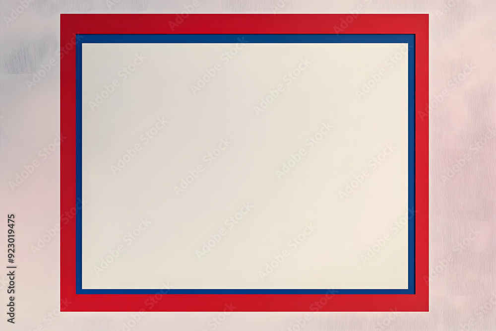 Red, white and blue border frame on a blank background A white square ...
