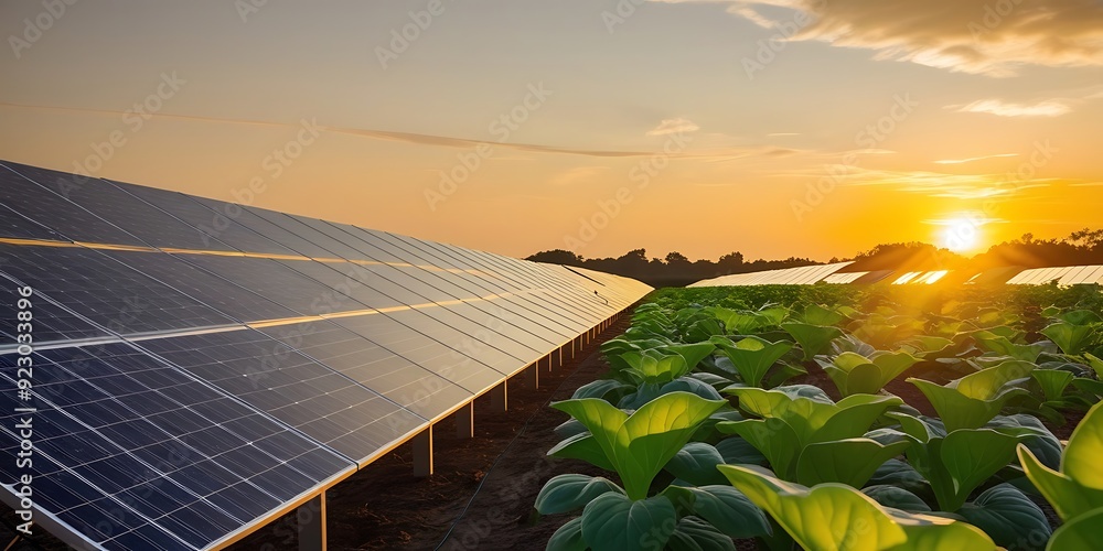 Agrivoltaics, a sustainable farming innovation, integrates solar panels ...