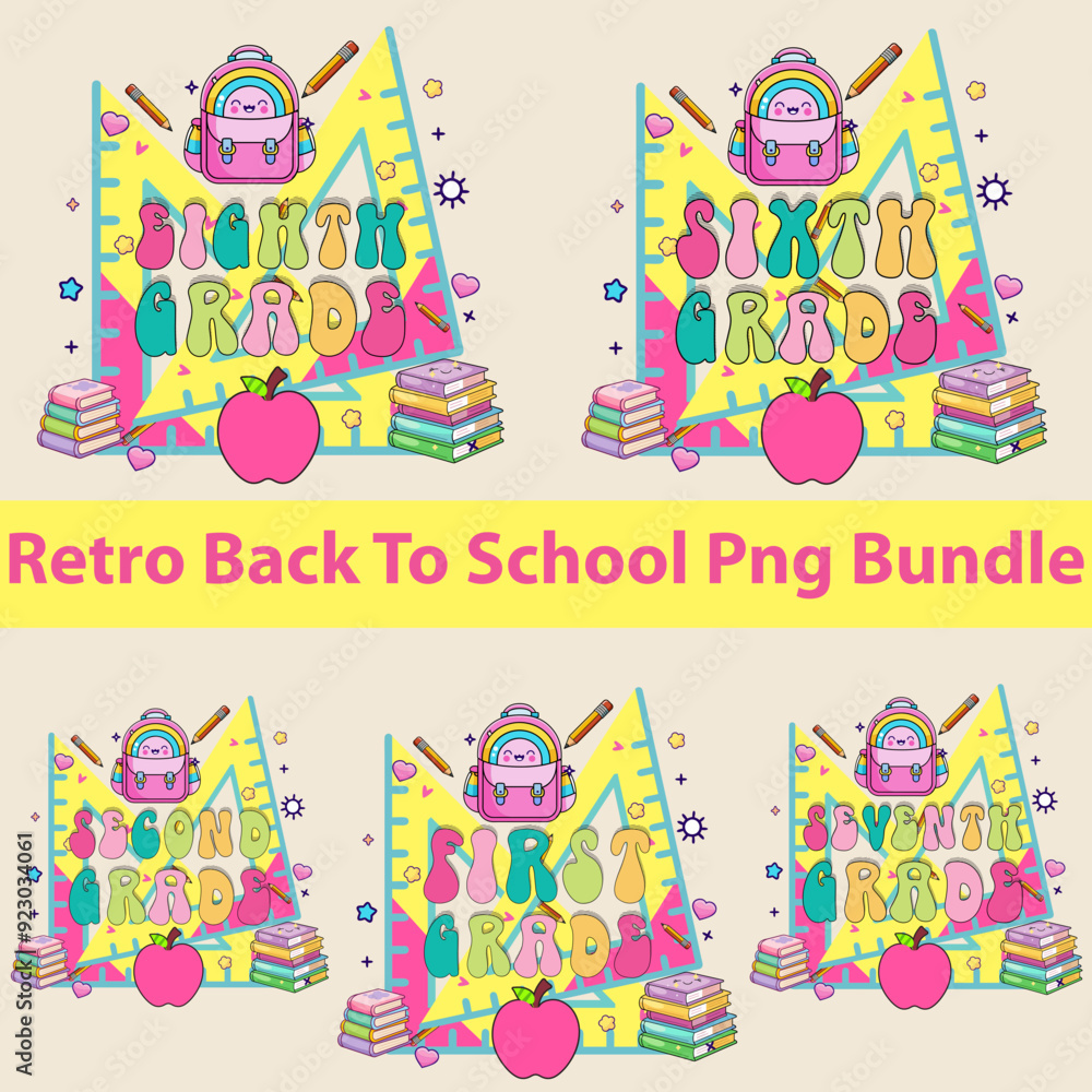 Retro Back to School Png Bundle, First Day of School Png, Retro ...