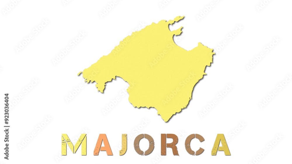 Majorca map with paper regions. Animated island map growing from ...