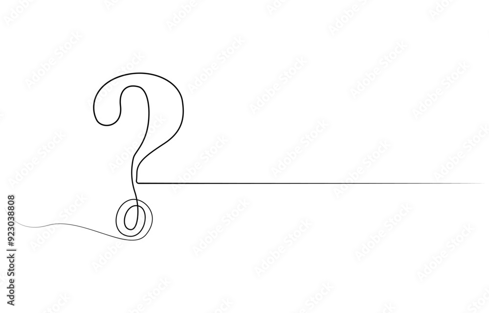 One continuous drawing of a question mark, Question mark one line art ...