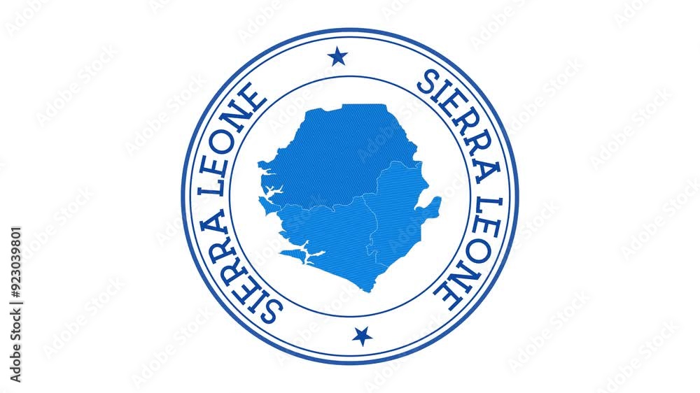 Sierra Leone intro. Badge with the circular name and map of country ...