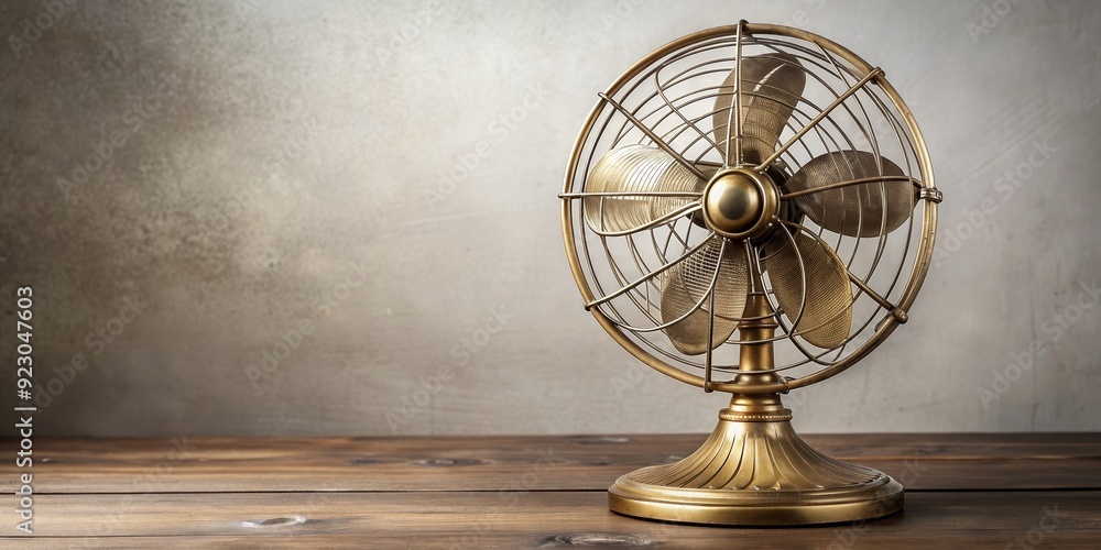 Vintage brass table fan with intricate detailing and old-fashioned ...